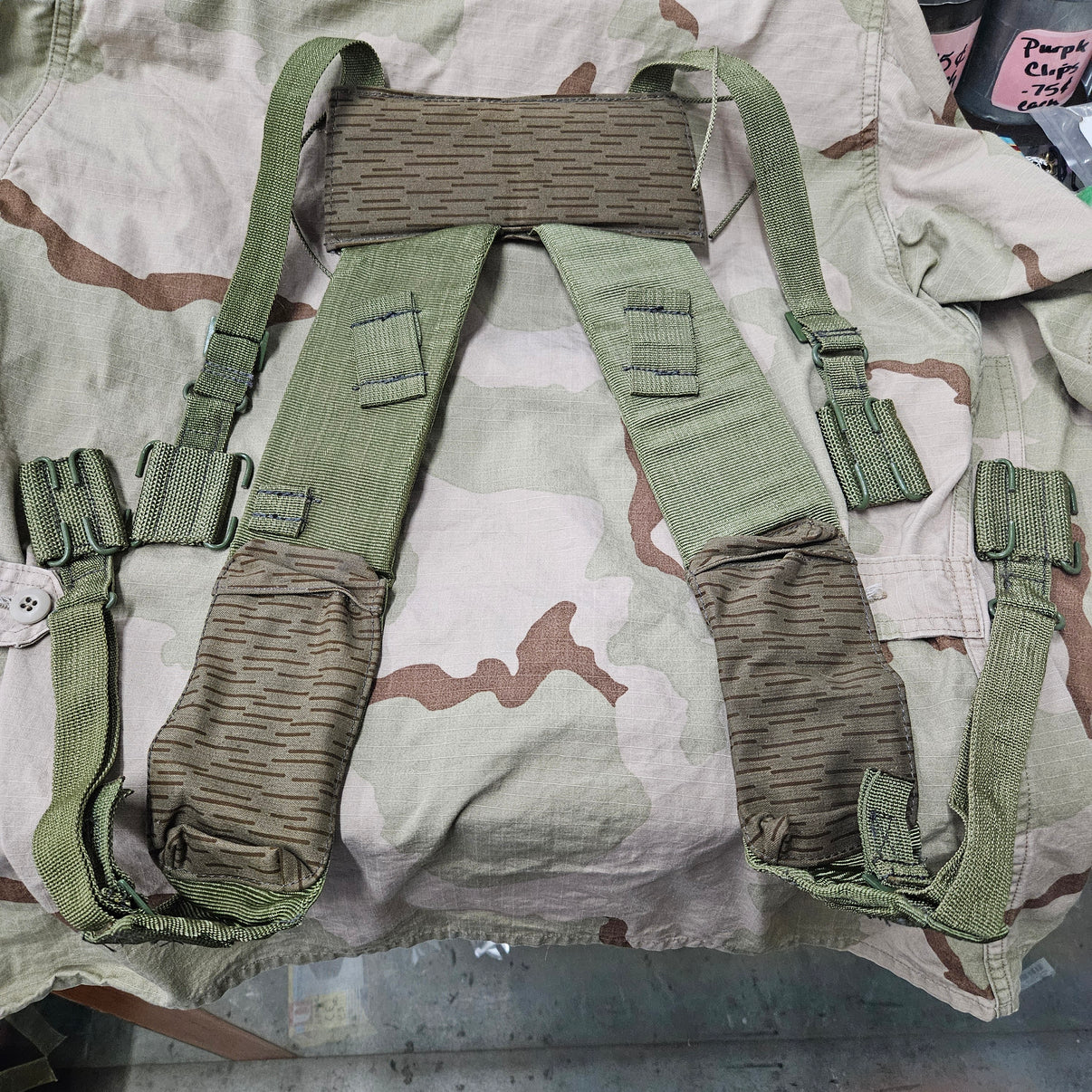 German rain camo suspenders – Pool Military Surplus